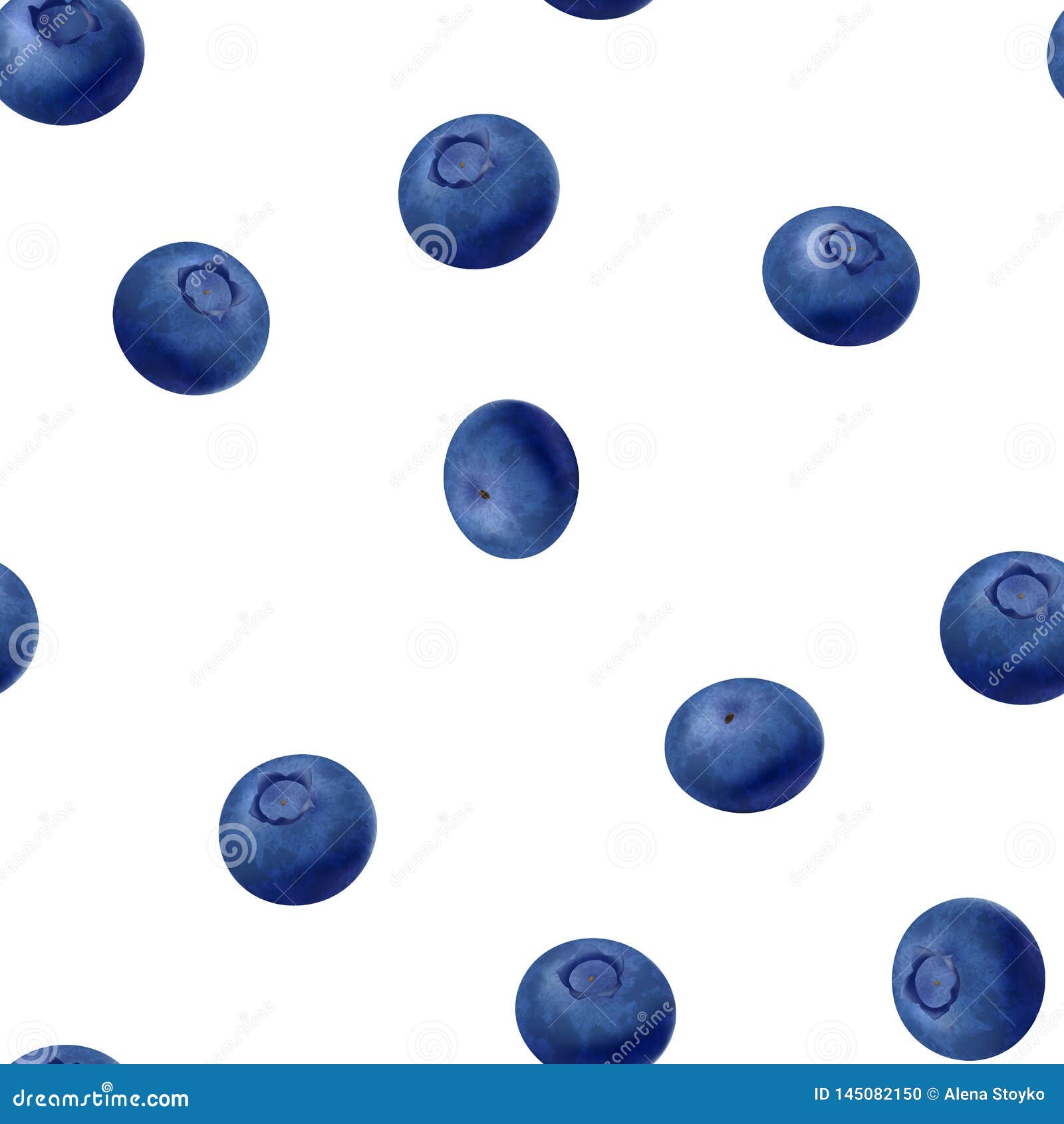 Seamless Blueberries Pattern. 3d Realistic Vector Berries Stock Vector ...