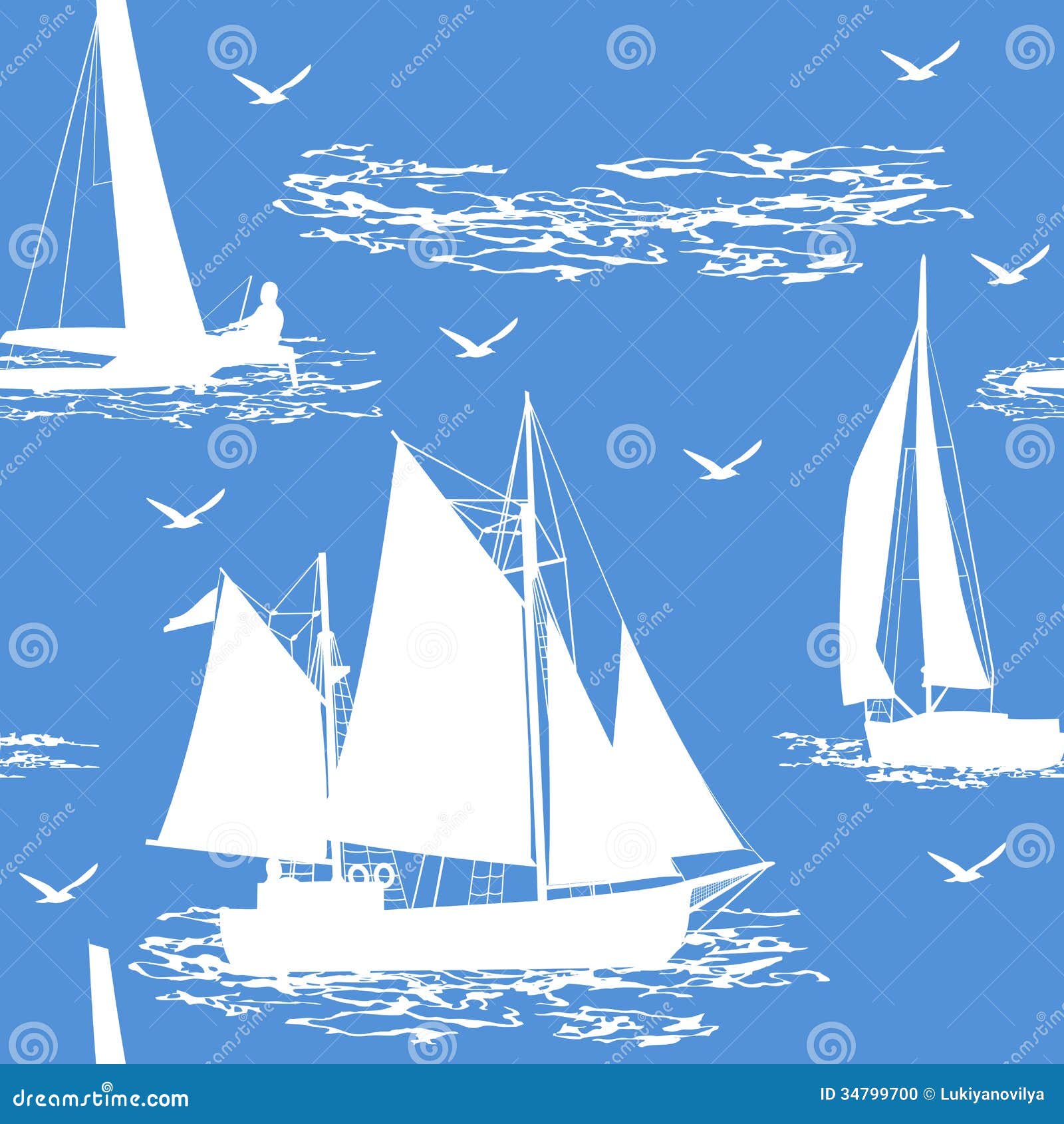 Seamless boat background stock vector. Illustration of graphic - 34799700