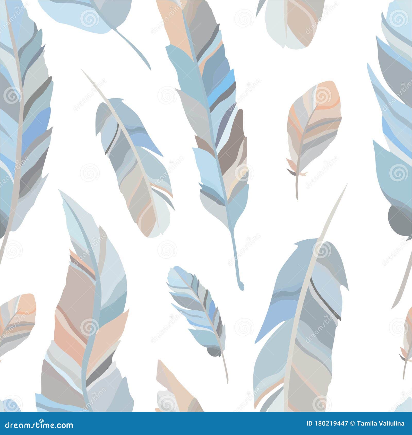 Seamless Boho Feather Pattern with Pastel Colors Stock Illustration ...