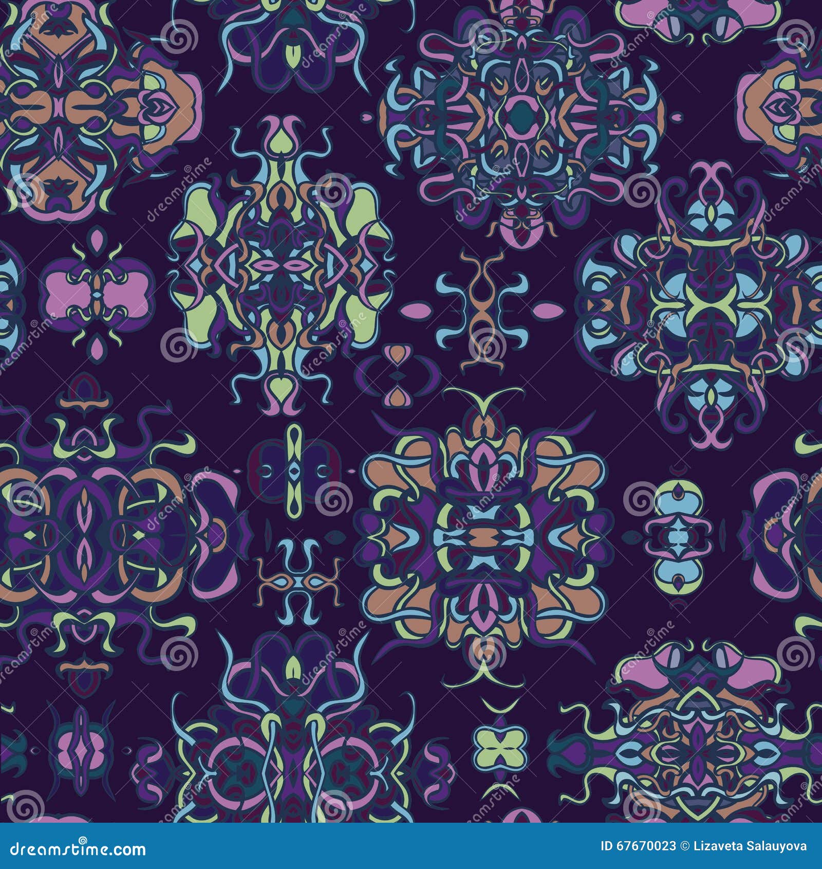 Seamless boho pattern stock vector. Illustration of flower - 67670023