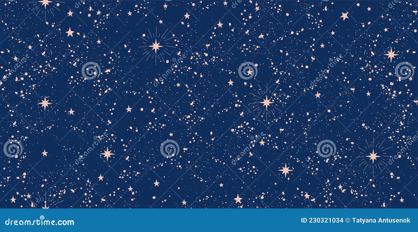 Seamless Boho Pattern with Stars on a Blue Background for Tarot ...