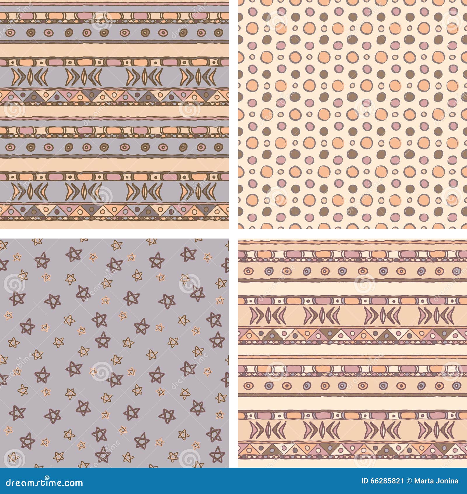 Seamless boho patterns stock vector. Illustration of pastel - 66285821