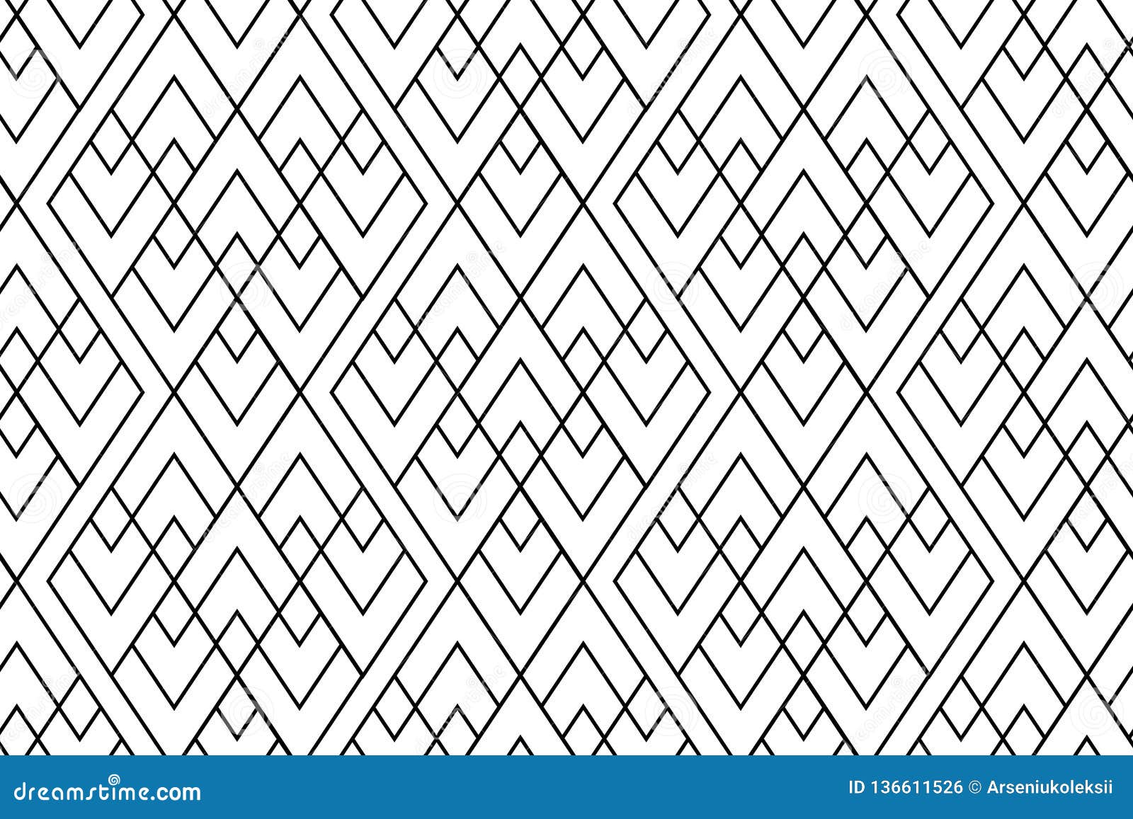 Seamless Boho Style Pattern with Outlined Rhombus Repeat Stock Vector ...
