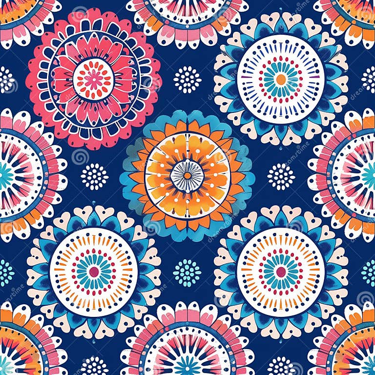 Seamless Boho Style Pattern Stock Illustration - Illustration of fabric ...