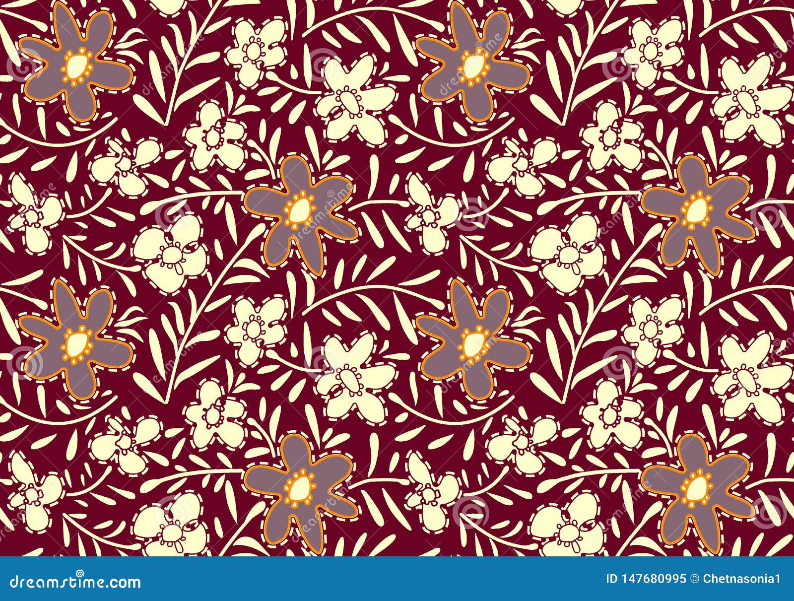 Seamless Bold Abstract Flower Design Stock Illustration - Illustration ...