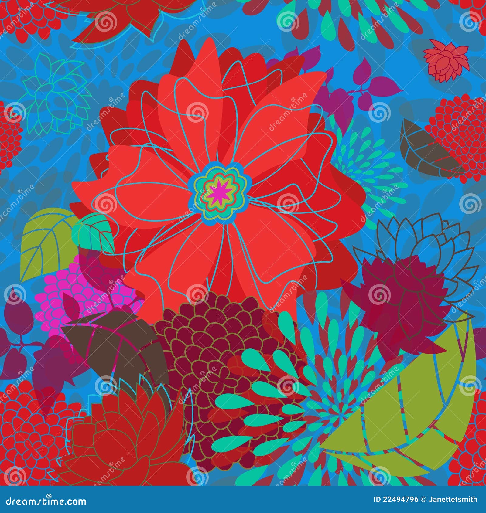 Seamless Bold Flower Pattern Stock Vector - Illustration of pattern ...