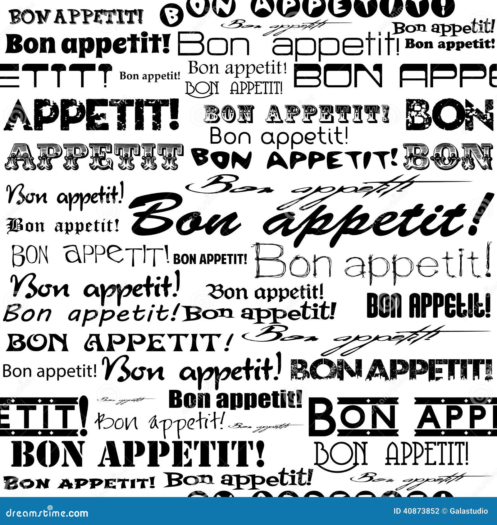 Seamless Bon Appetit! Pattern. Stock Illustration - Illustration of ...