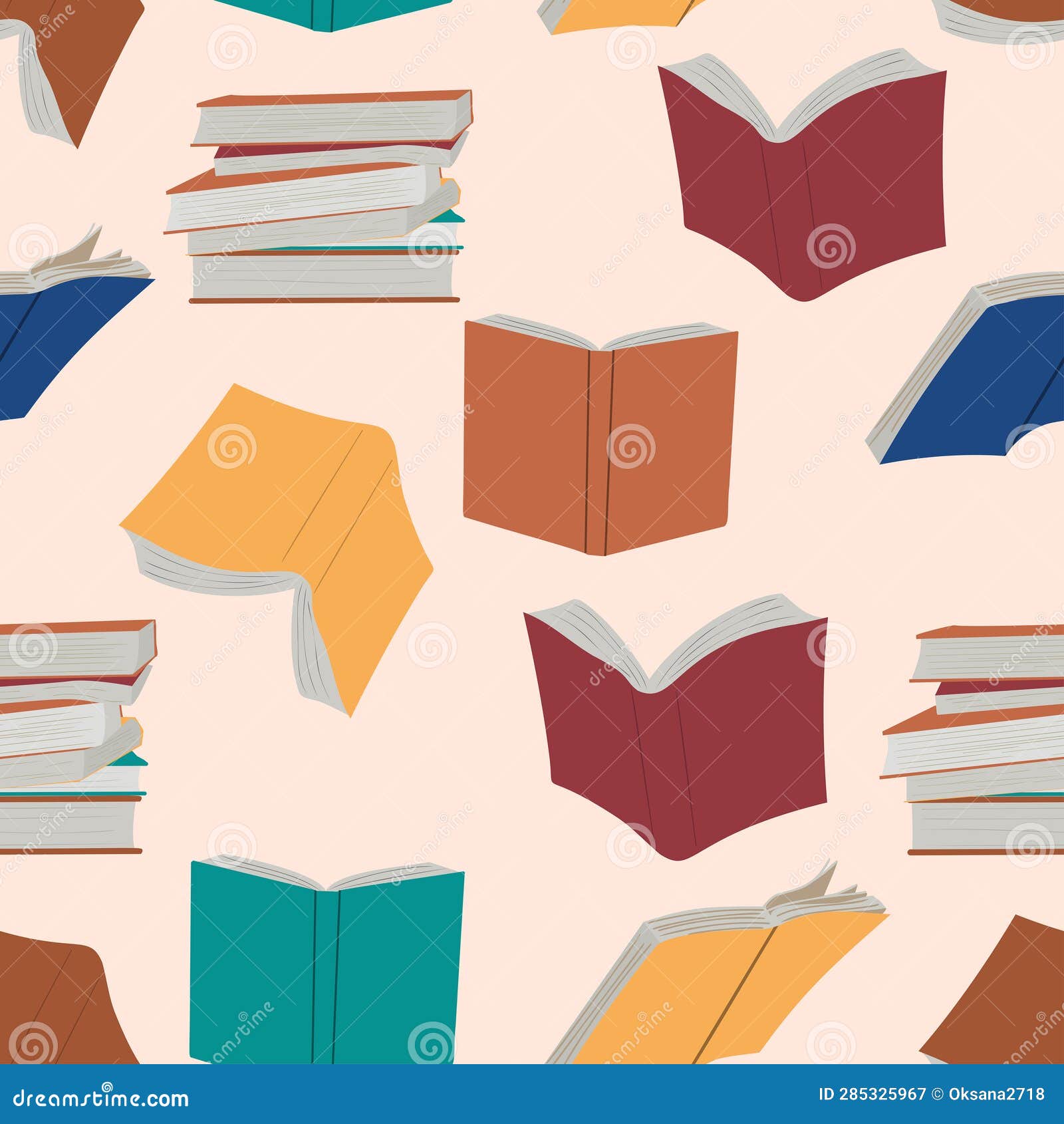 Seamless book background stock illustration. Illustration of stack ...