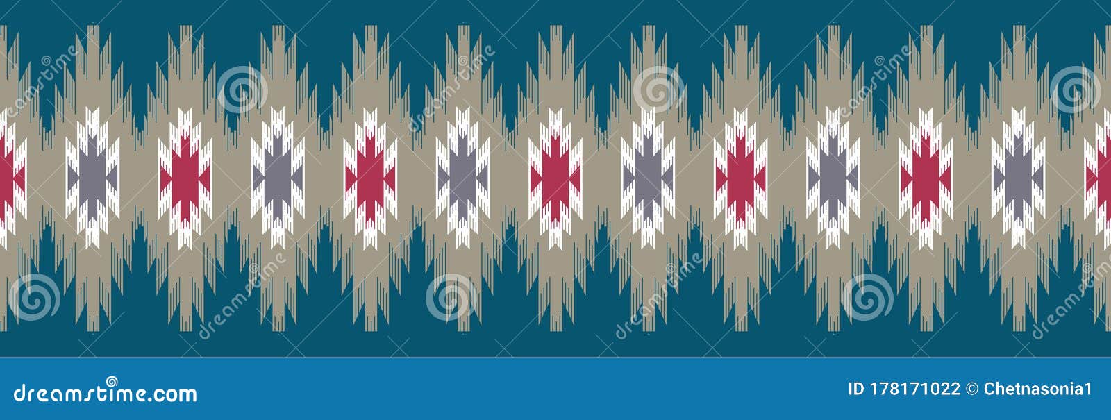 Seamless Border Batik Design Blue Background Stock Illustration ...