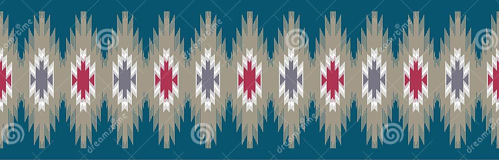 Seamless Border Batik Design Blue Background Stock Illustration ...