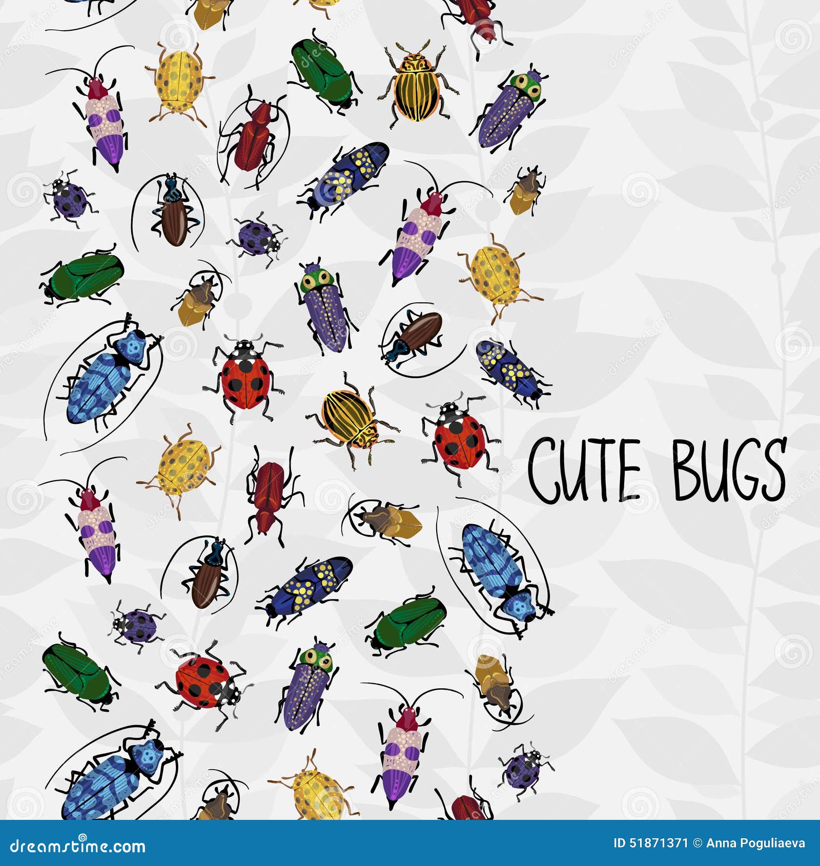 Seamless Border with Colorful Bugs. Stock Vector - Illustration of cute ...