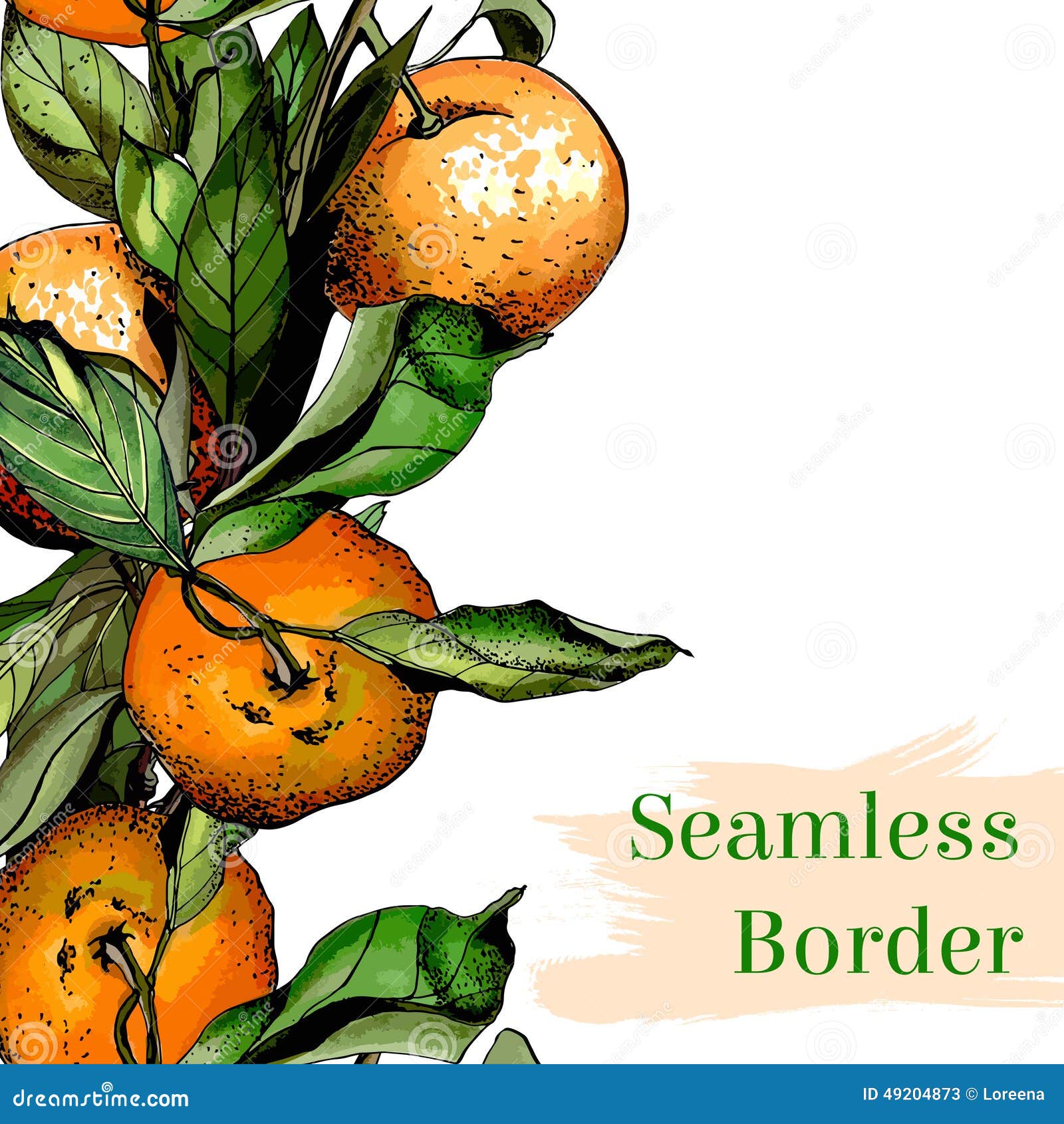Seamless Border Composed of Watercolor Tangerines Stock Vector - Illustration of graphic ...