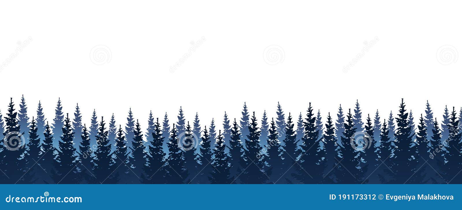 Seamless Border with Coniferous Forest - Panoramic Horizontal Landscape ...