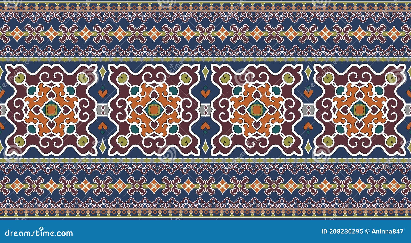 Seamless Border in Country Style Stock Vector - Illustration of border ...