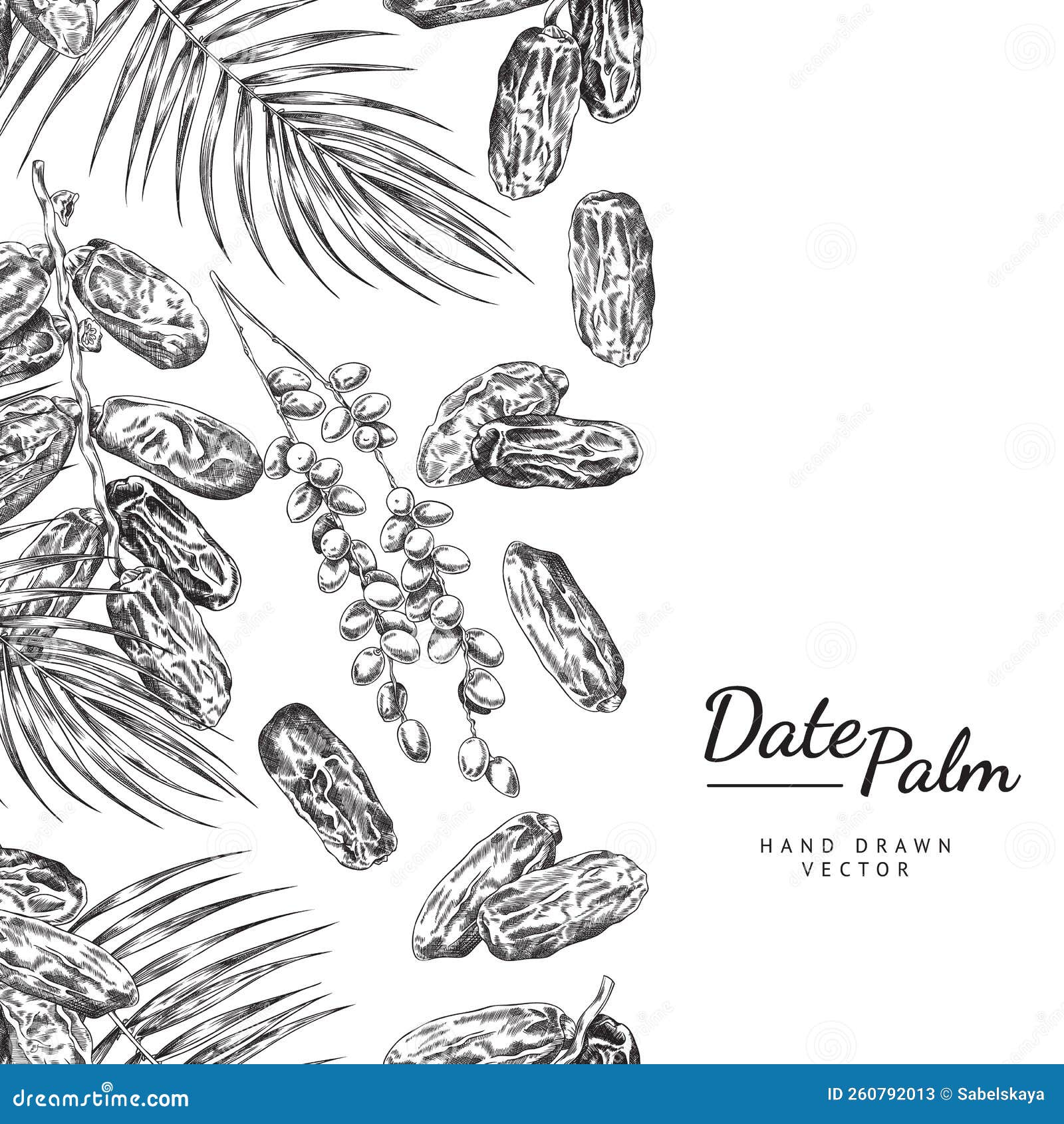 Seamless Border with Dates Repeating in Vertical, Sketch Vector ...