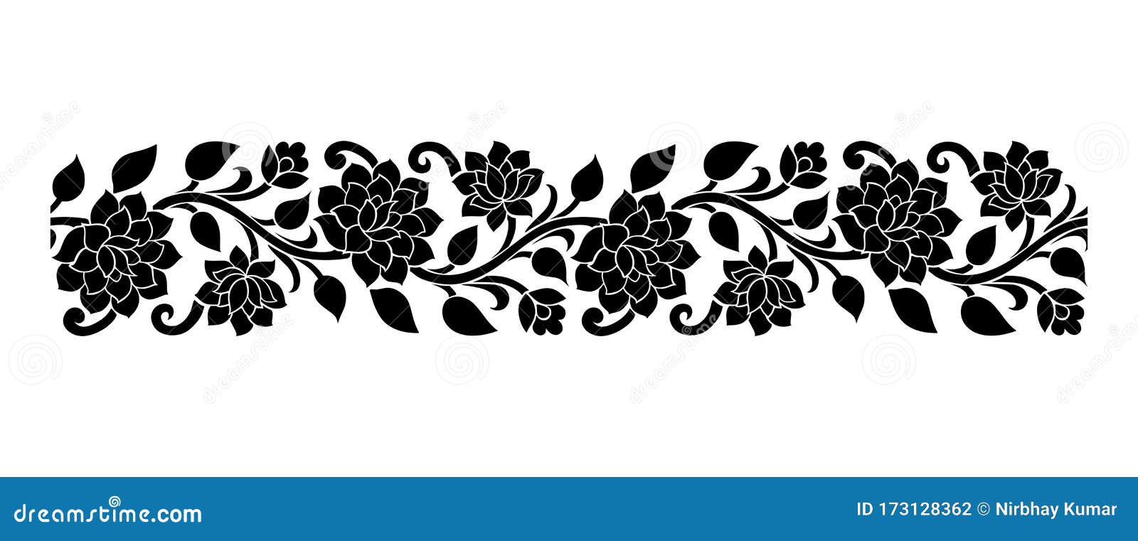 Seamless Border Design Of Fancy Flower Vector Illustration ...