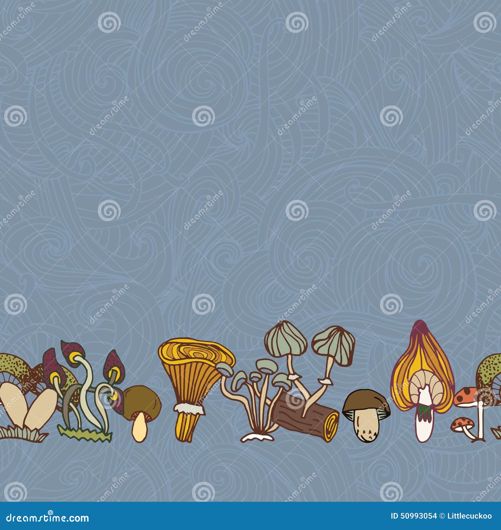 Seamless Border of Different Mushrooms. Stock Vector - Illustration of ...