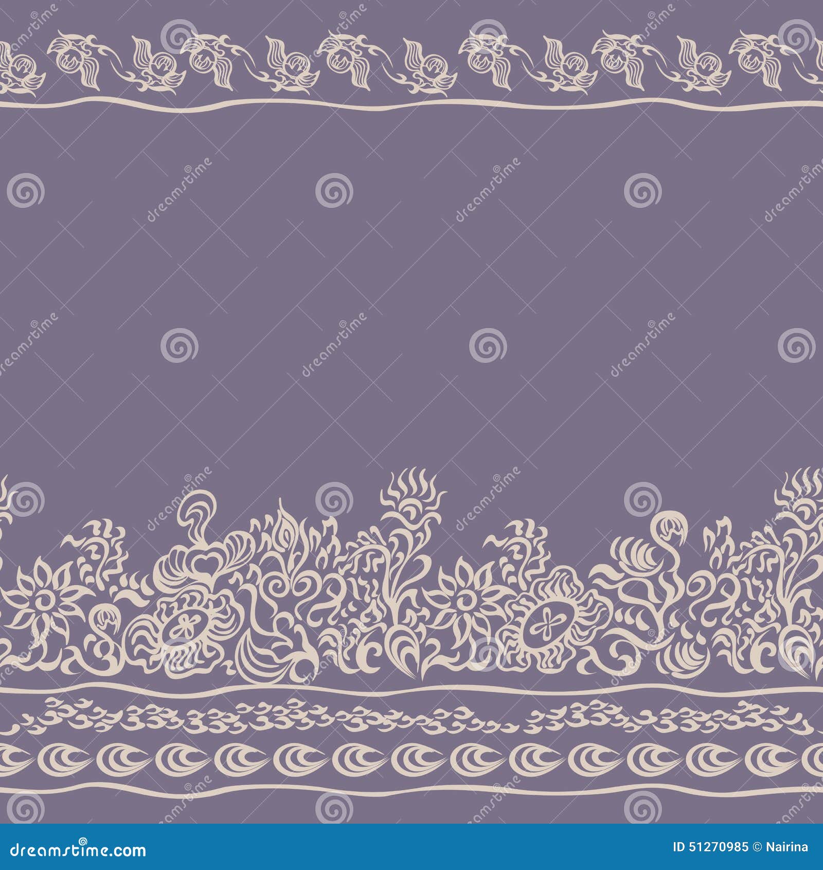 Seamless Border Floral Pattern Edge Fabric Stock Vector - Illustration ...