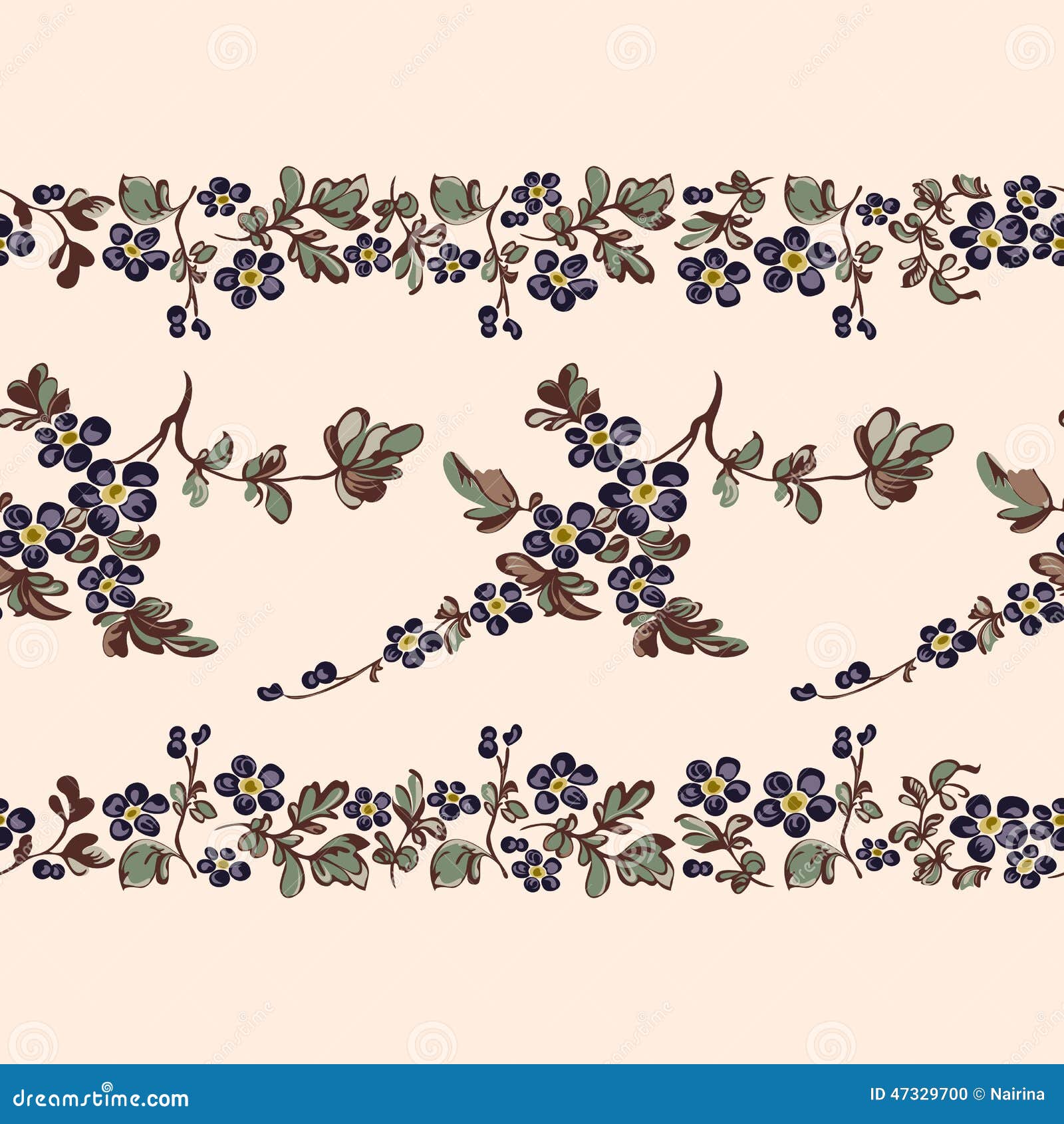 Seamless Border Floral Pattern, Edge Stock Vector - Illustration of ...