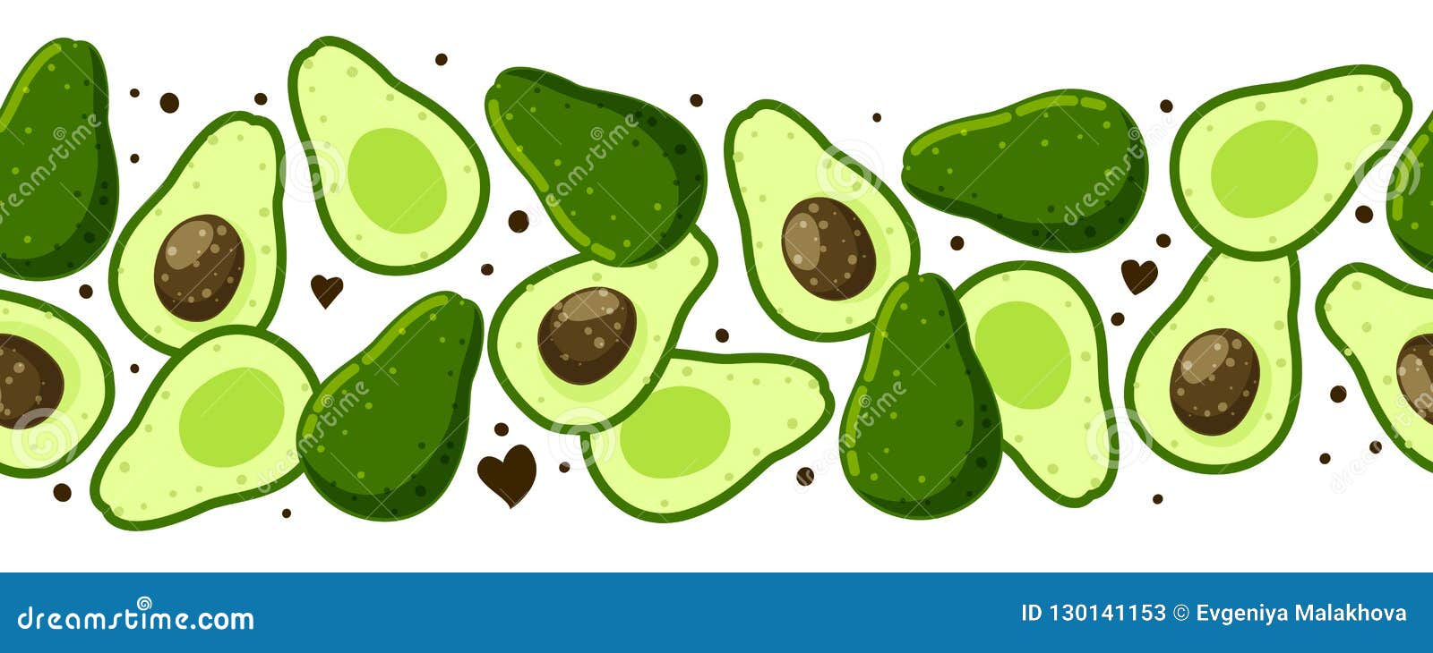 Seamless Border with Avocado Stock Vector - Illustration of healthy ...