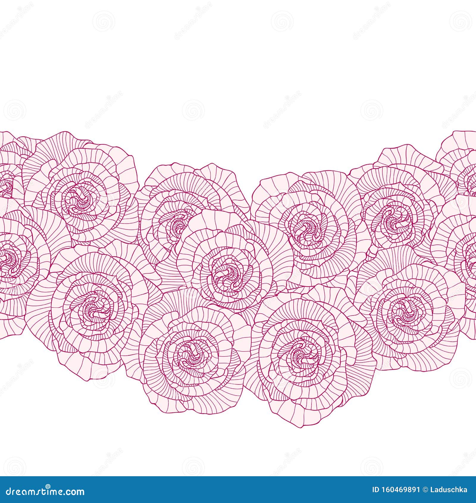 Seamless Border Made of Rose Flowers Stock Vector - Illustration of ...