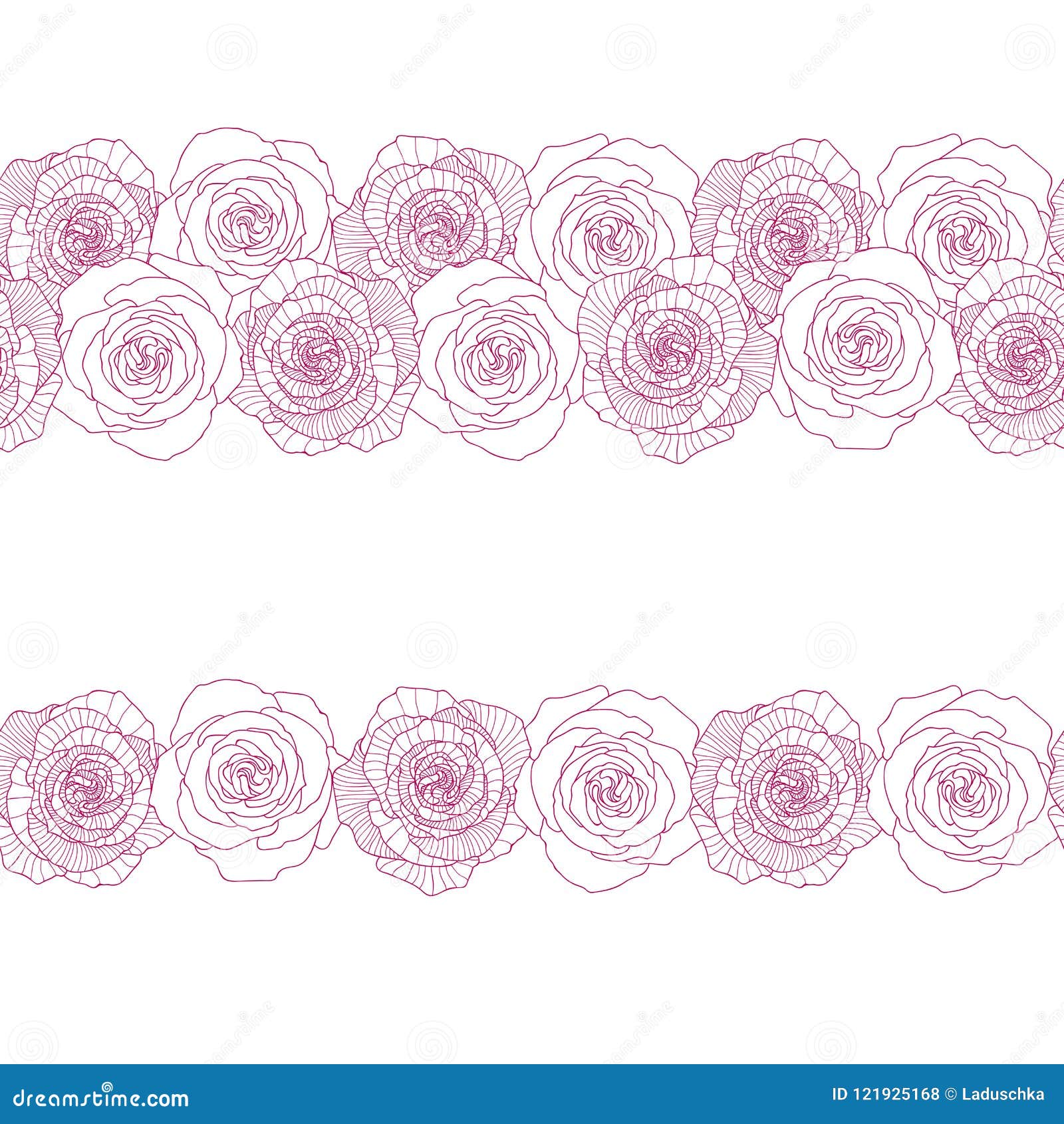 Seamless Border Made of Rose Flower Stock Vector - Illustration of ...