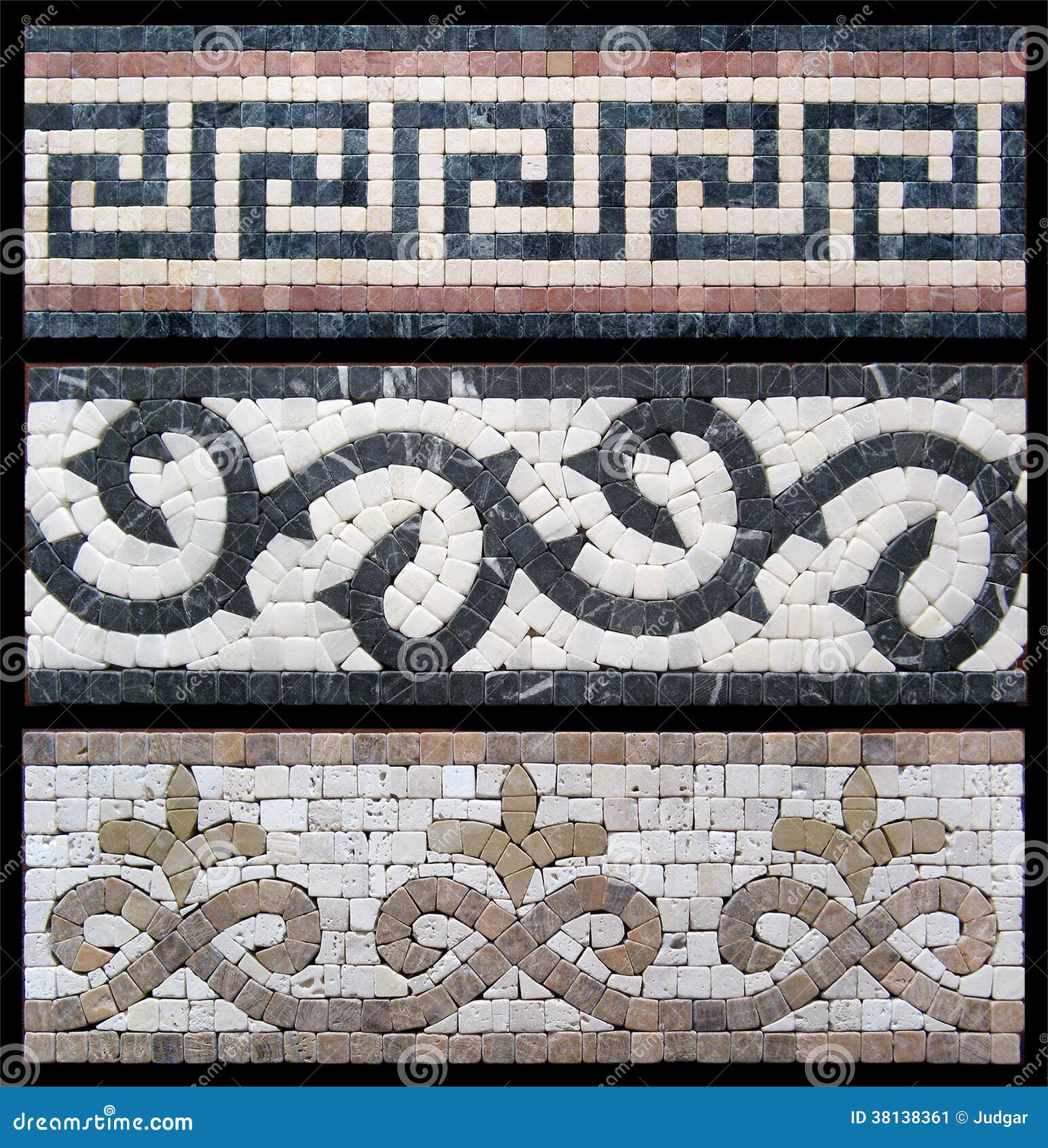 Seamless Border of Marble Mosaic Stock Image - Image of material ...