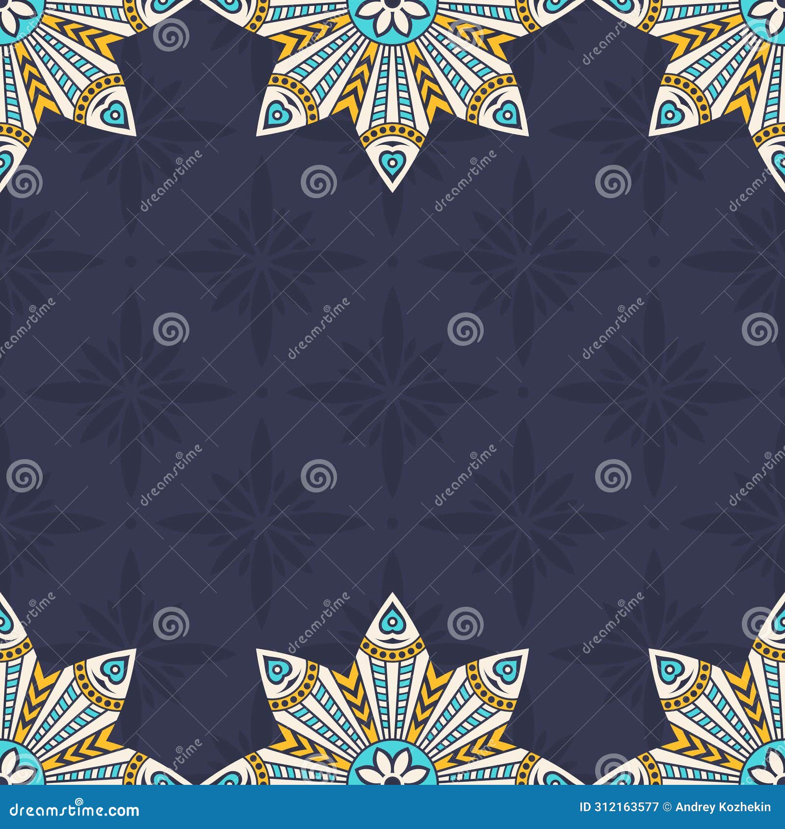 Seamless Border Pattern with Color Vector Mandalas. Mandala Ornamental Borders Stock Vector ...