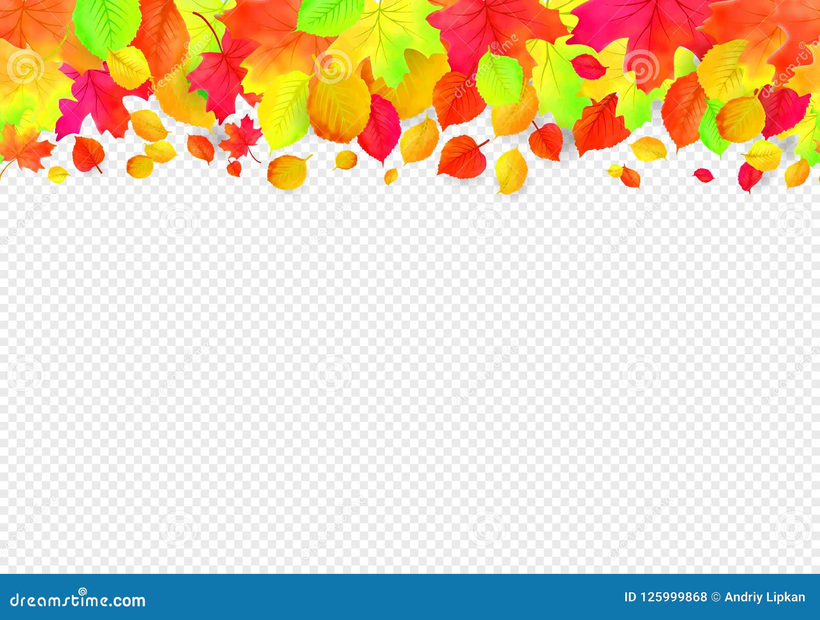 Seamless Border Pattern of Falling Autumn Leaves. Vector Stock Vector ...