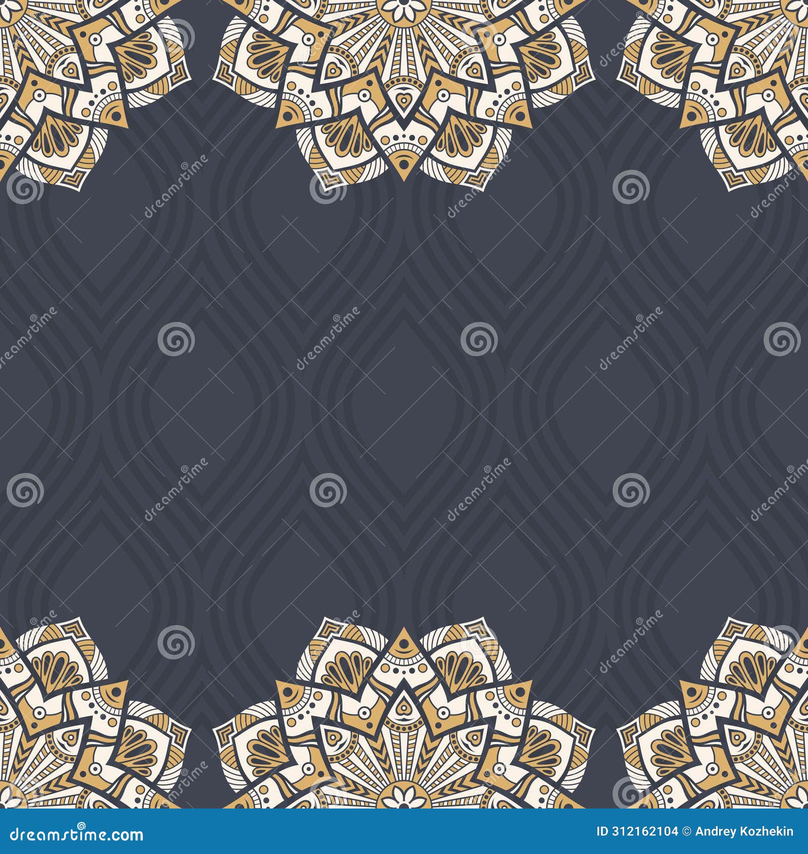Seamless Border Pattern with Mandalas. Mandala Seamless Vector Pattern Stock Vector ...