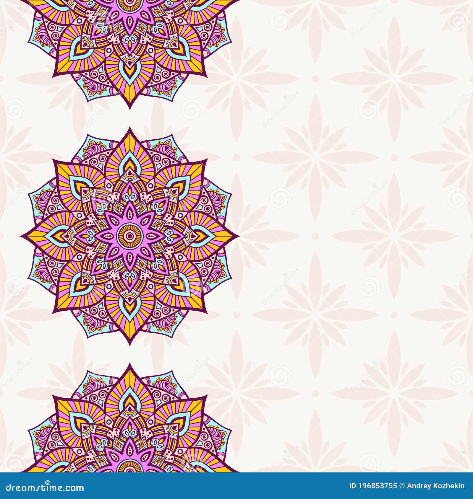 Seamless Border Pattern with Mandalas. Mehndi Lace Borders Stock Vector ...