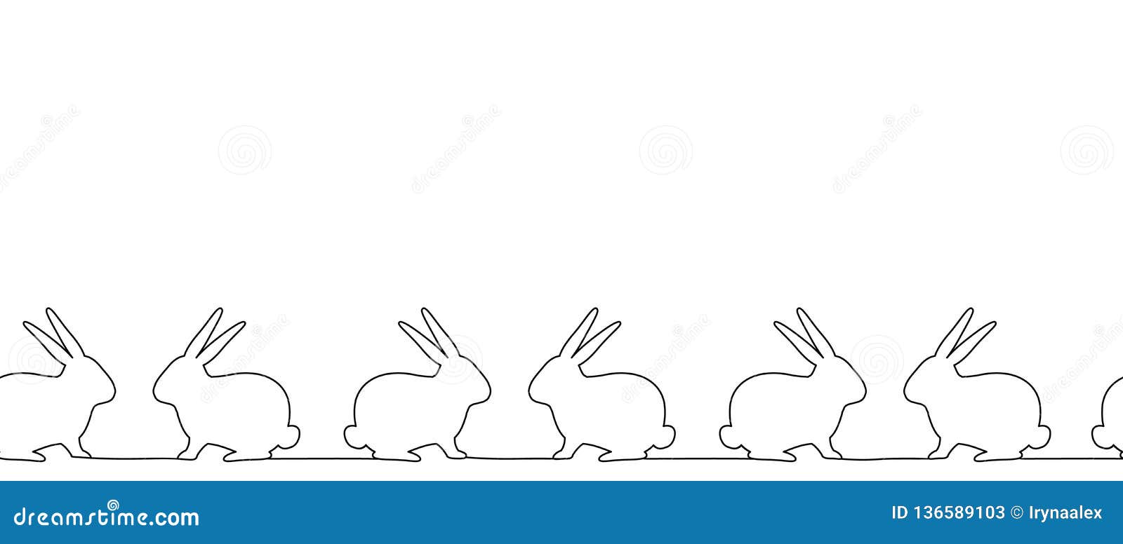 Seamless Border with Rabbits Silhouettes Stock Vector - Illustration of ...