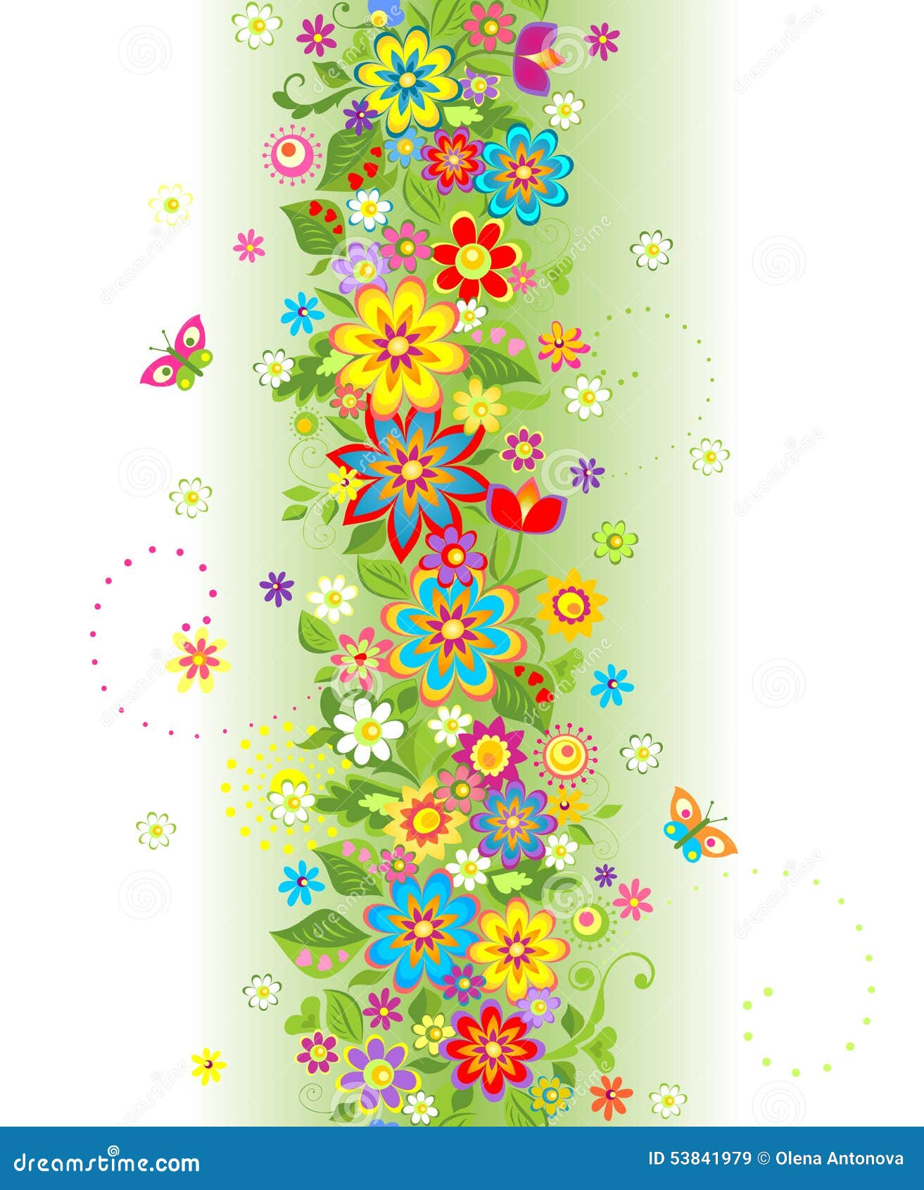 Seamless Border with Summer Flowers Stock Vector - Illustration of ...