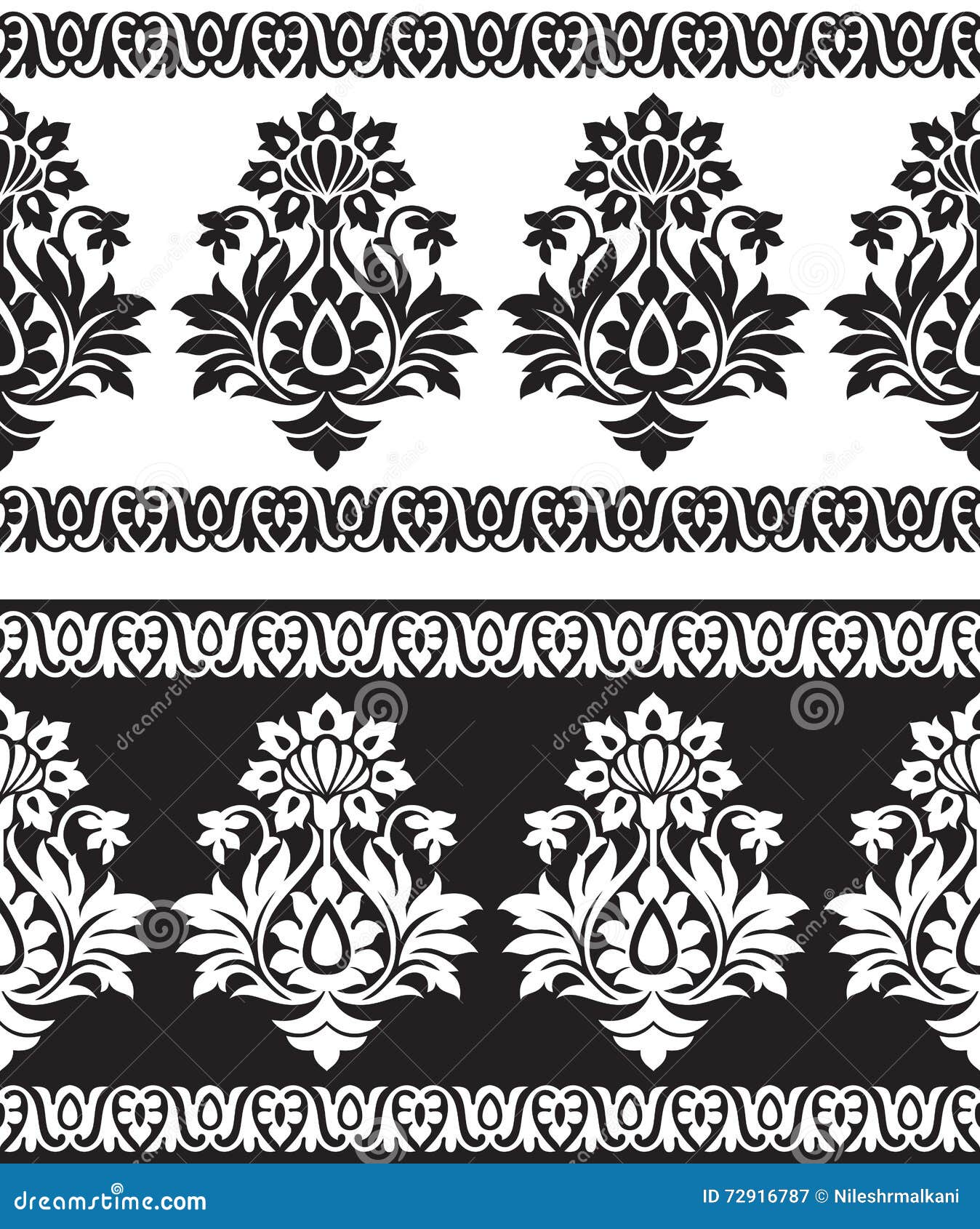 Seamless Border for Textile Fabrics Stock Vector - Illustration of gift ...