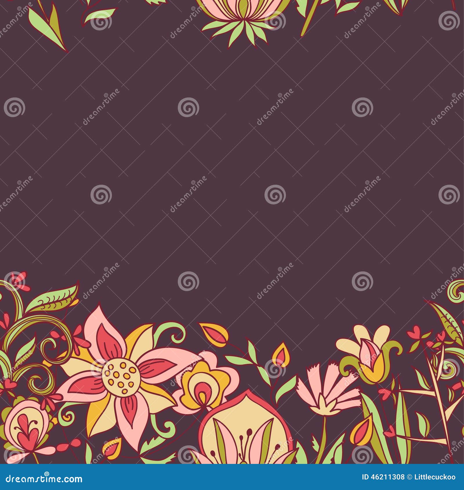 Seamless Border Texture with Flowers Stock Vector - Illustration of ...
