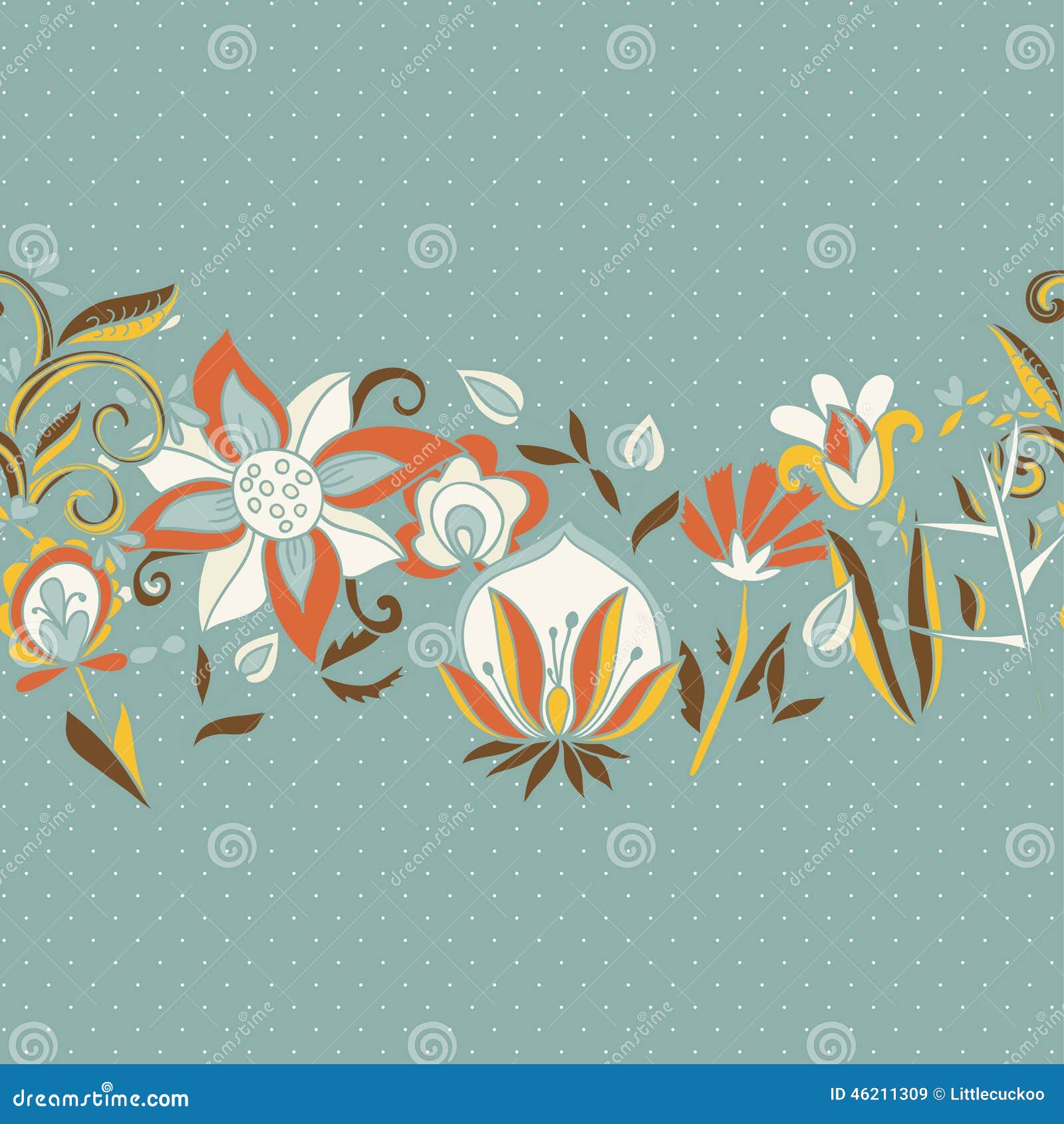 Seamless Border Texture with Flowers Stock Vector - Illustration of ...