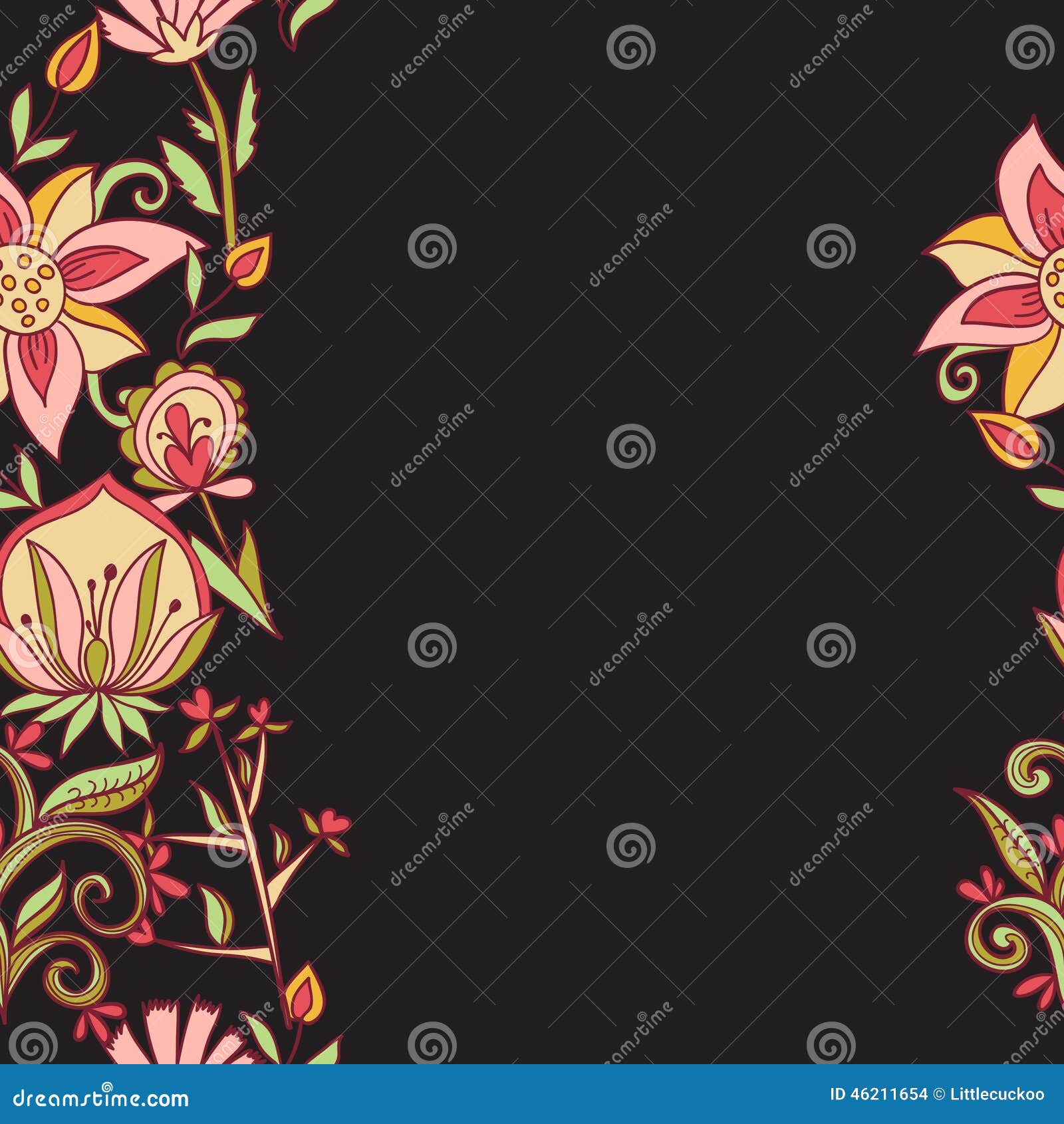 Seamless Border Texture with Flowers Stock Vector - Illustration of ...