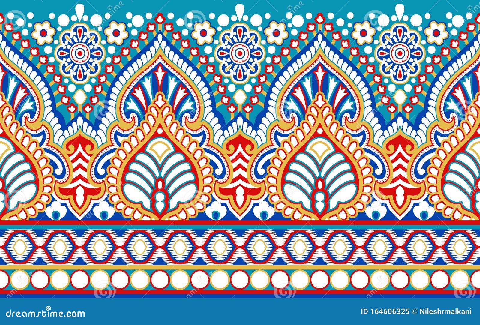 Seamless Border with Traditional Asian Design Elements Stock ...