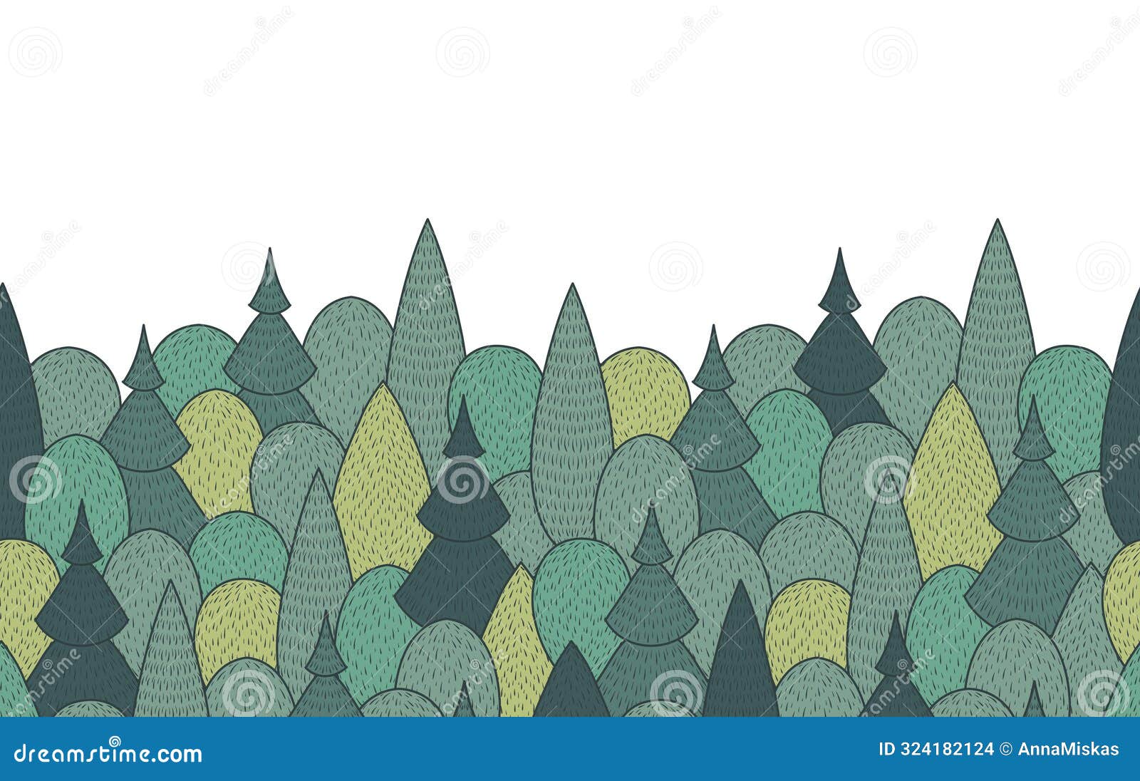 Seamless Border with Trees, Forest Border. Stock Illustration ...
