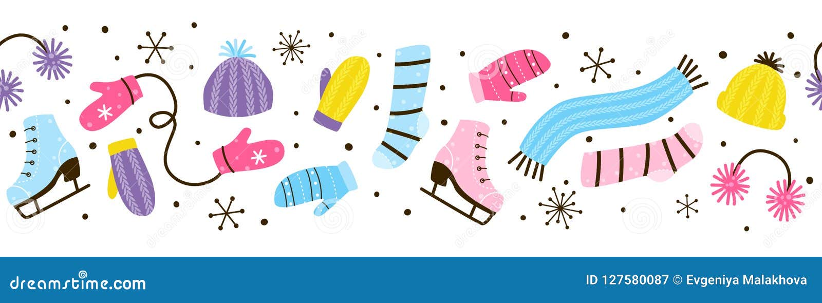 Seamless Border with Winter Clothes Stock Vector - Illustration of cold ...