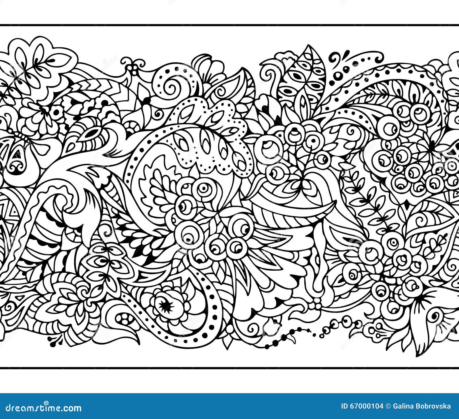 Seamless Border in Zentangle Style Stock Vector - Illustration of ...