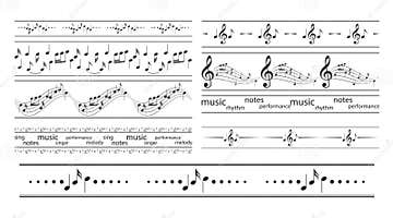 Seamless Borders with Music Notes - Vector Musical Frames Stock Vector ...