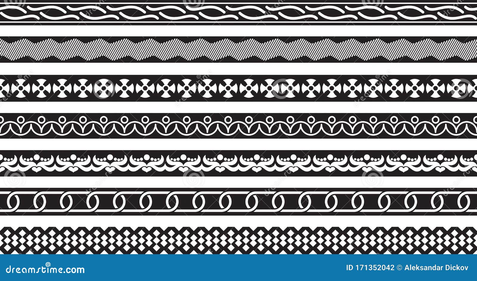 Seamless borders stock vector. Illustration of ornament - 171352042