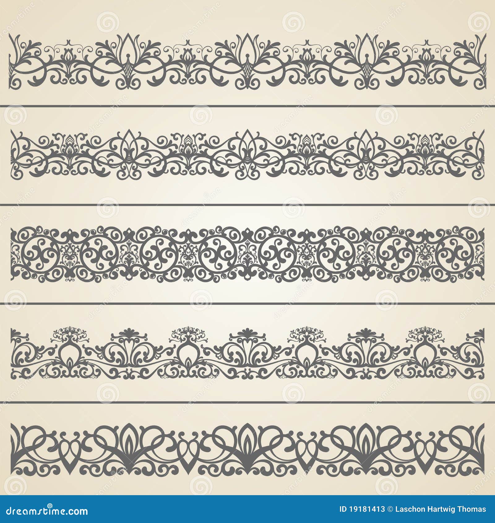 Seamless borders set 4 stock vector. Illustration of design - 19181413