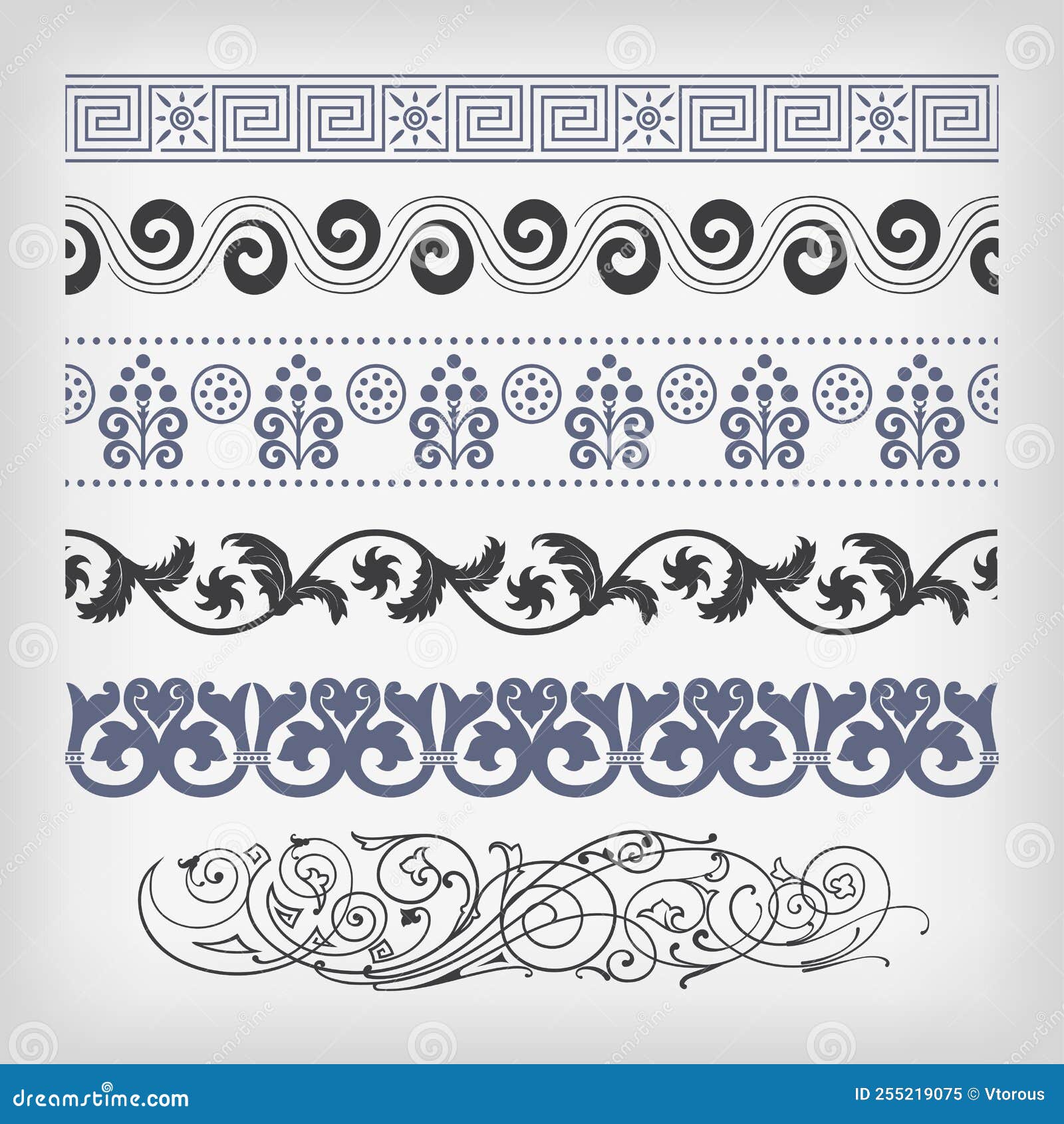 Seamless borders stock vector. Illustration of decorative - 255219075