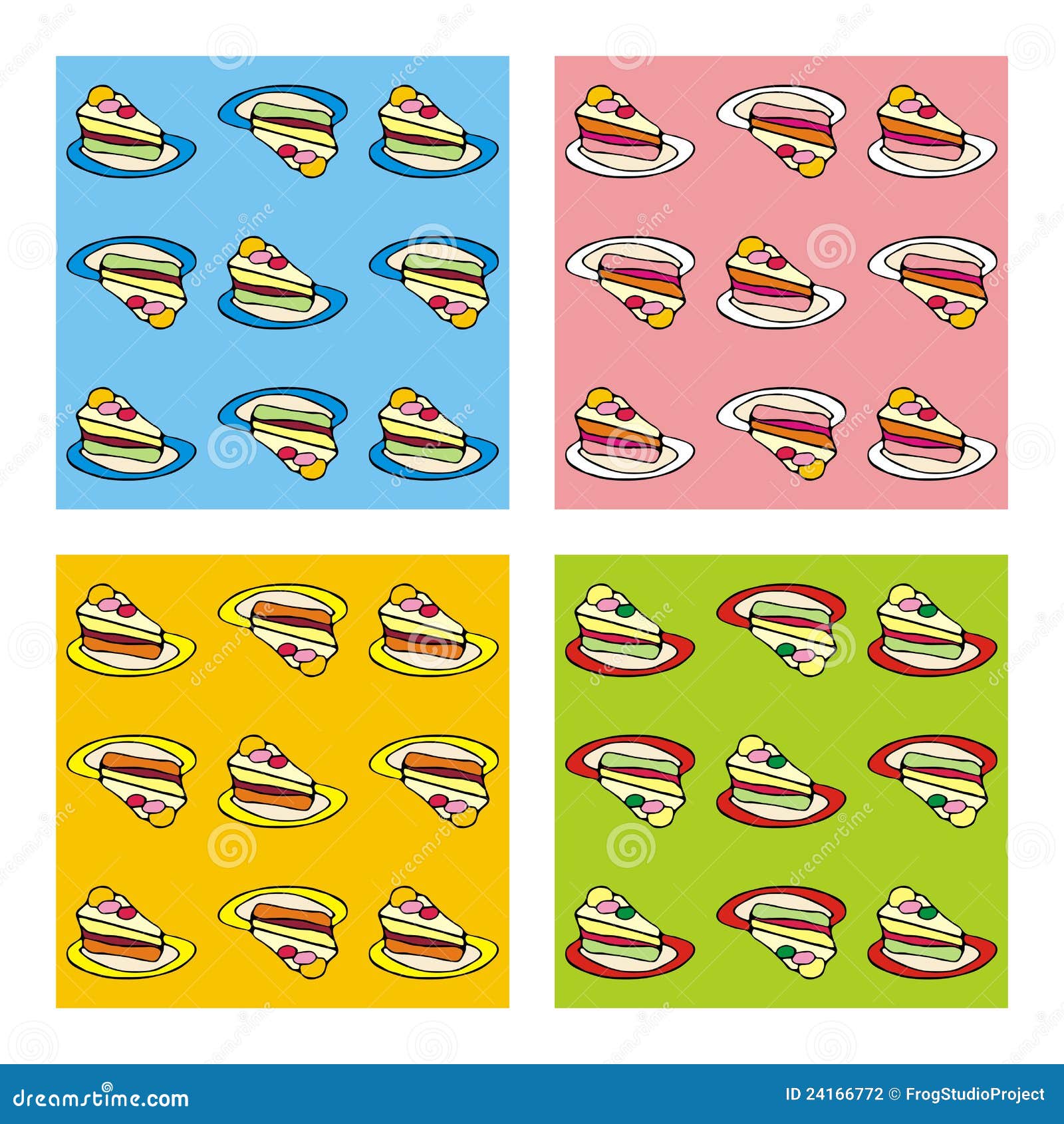 Seamless Borders Set with Hand Drawn Cakes Stock Illustration ...