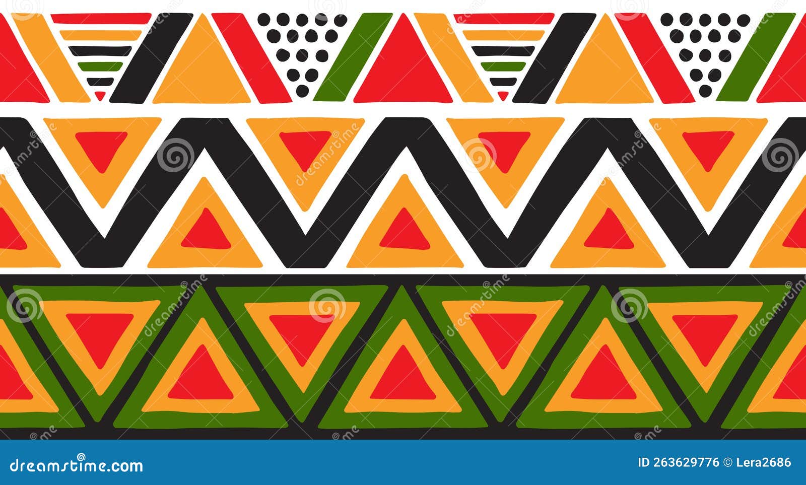 Seamless Borders with Triangle African Motifs. Colorful Vector Patterns ...