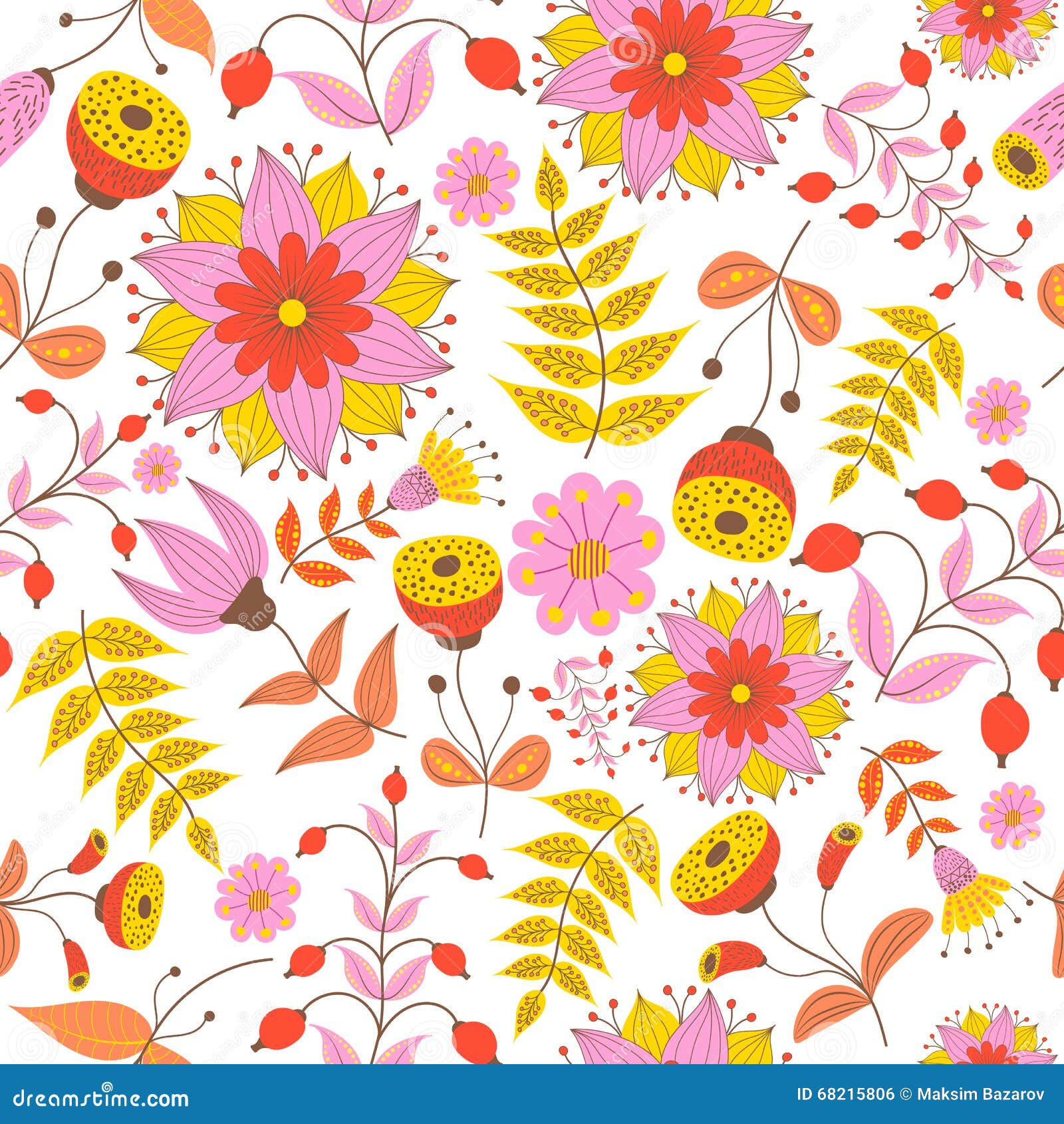 Seamless Botanic Texture Vector Illustration | CartoonDealer.com #68215806