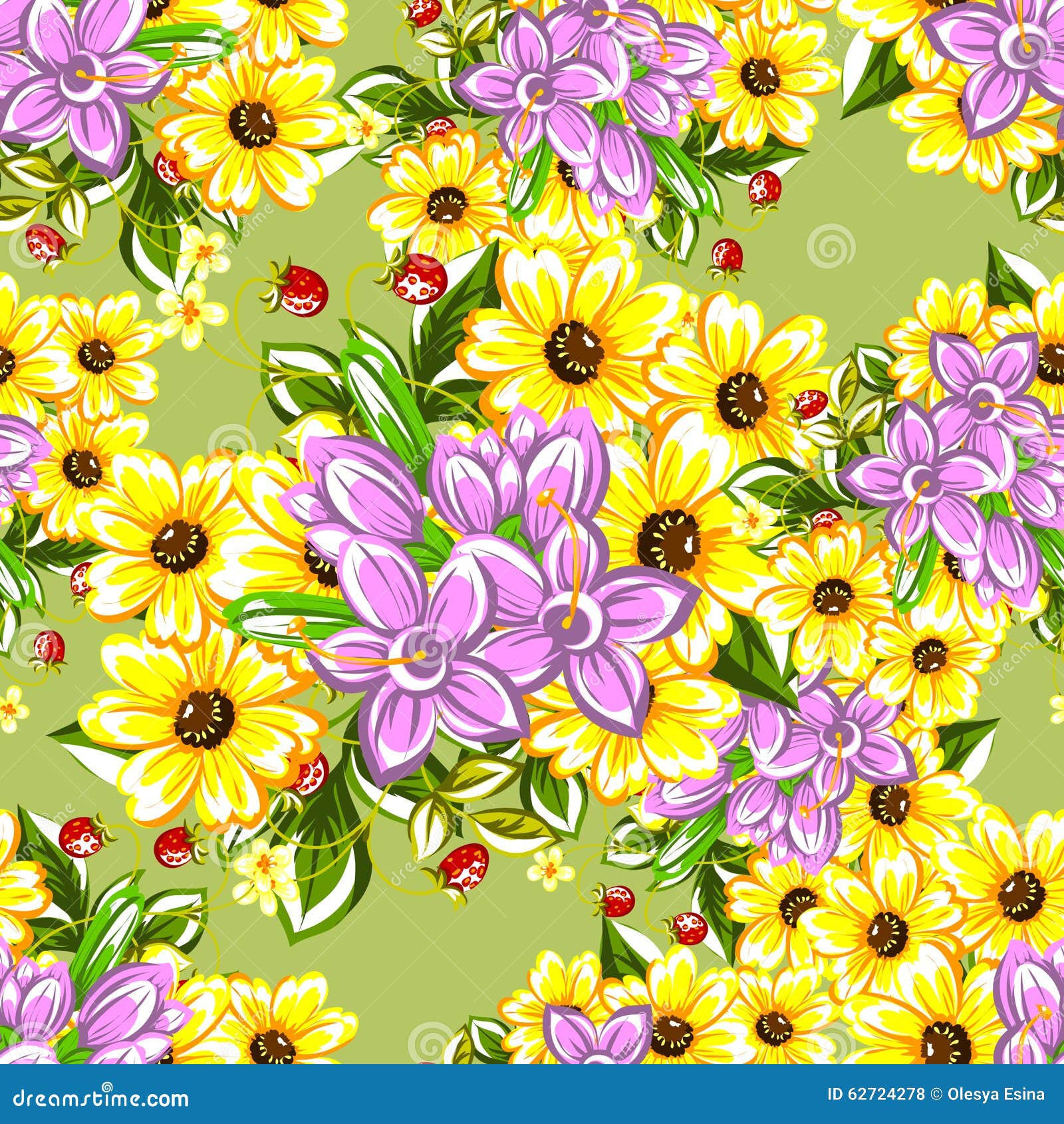 Seamless botanical pattern stock vector. Illustration of textile - 62724278