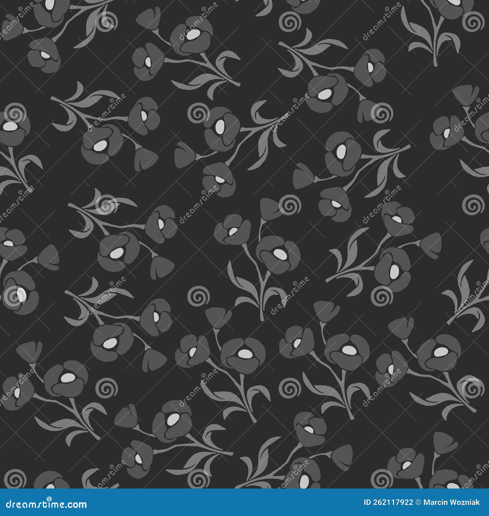 Seamless Botanical Pattern on a Dark Background Stock Illustration ...
